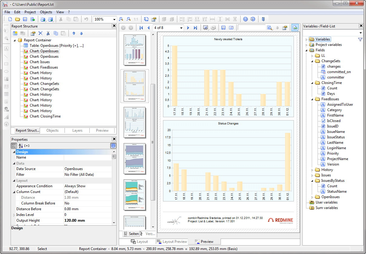 Reporting für Redmine-Installationen - powered by combit List & Label ...